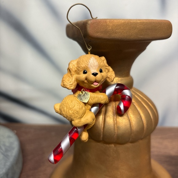 Hallmark | Holiday | 991 Hallmark Cute Puppy Ornament With Candy Cane ...